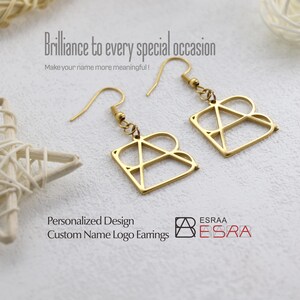 Double Name Logo Earrings,name Earrings,special Jewelry,anniversary ...