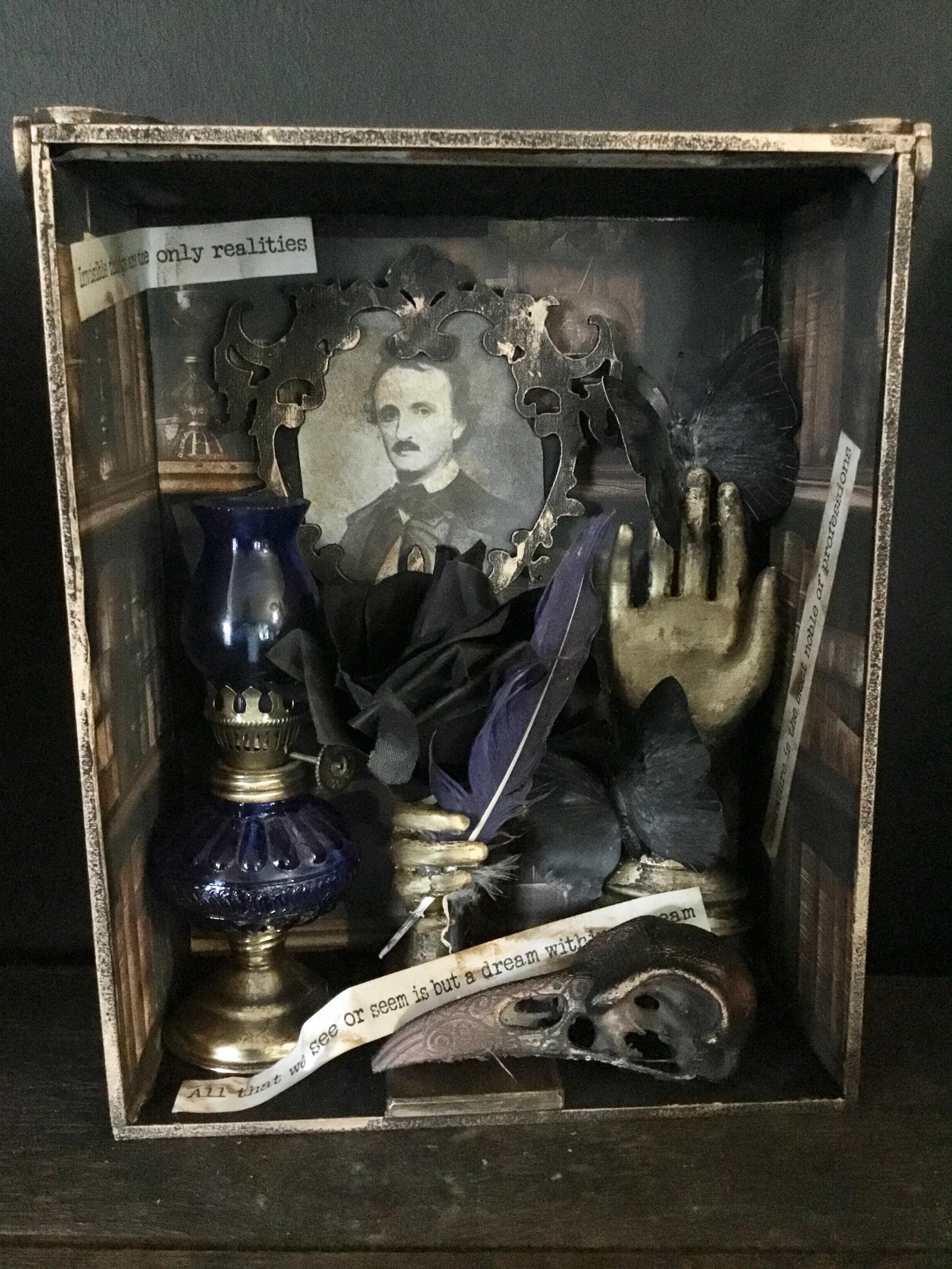 Edgar Allen Poe Assemblage, Shadow Box Art, Gothic, Dark Academia - Etsy