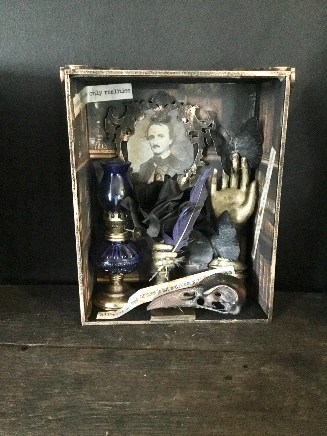Edgar Allen Poe Assemblage, Shadow Box Art, Gothic, Dark Academia - Etsy