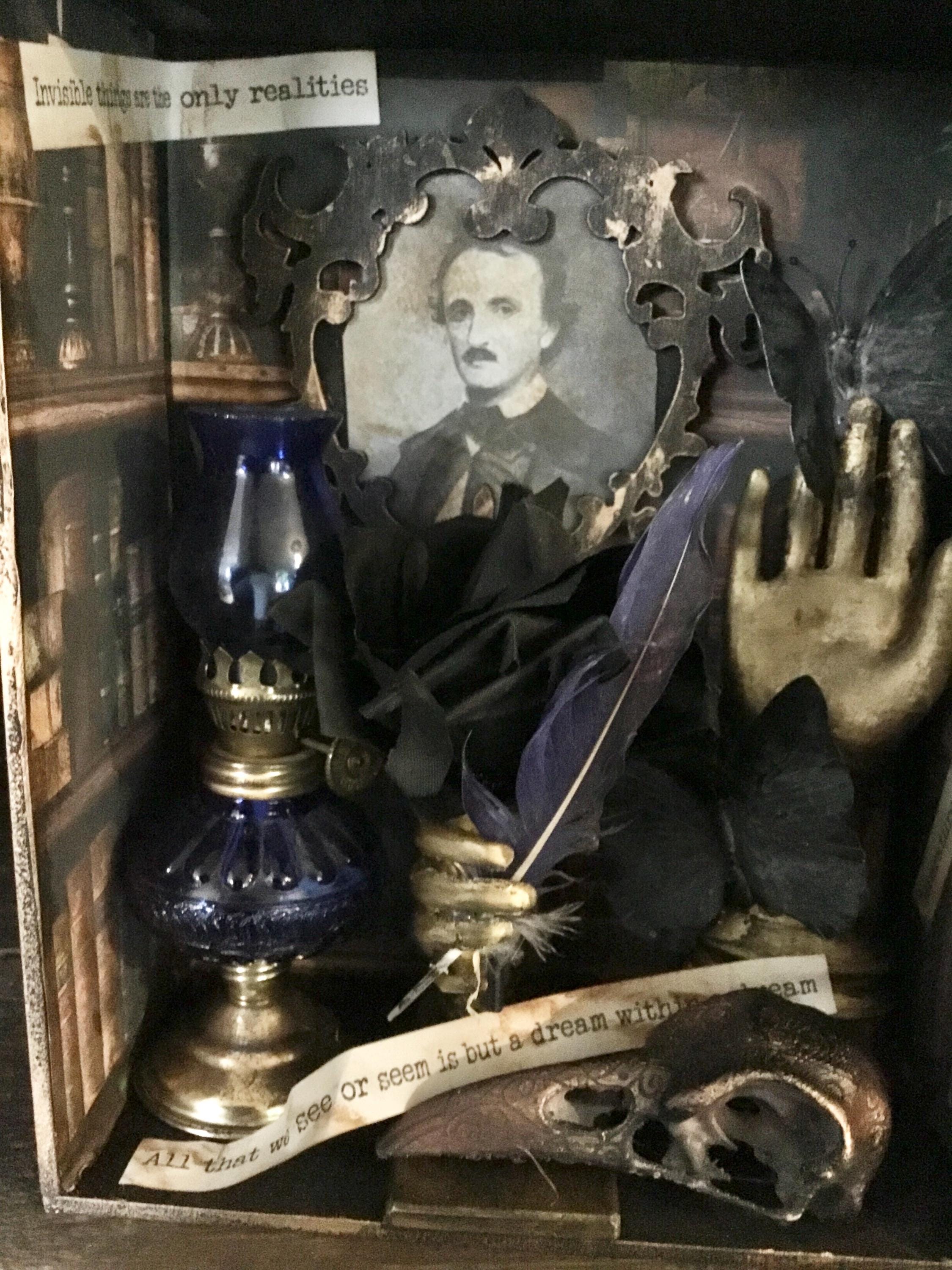 Edgar Allen Poe Assemblage, Shadow Box Art, Gothic, Dark Academia - Etsy