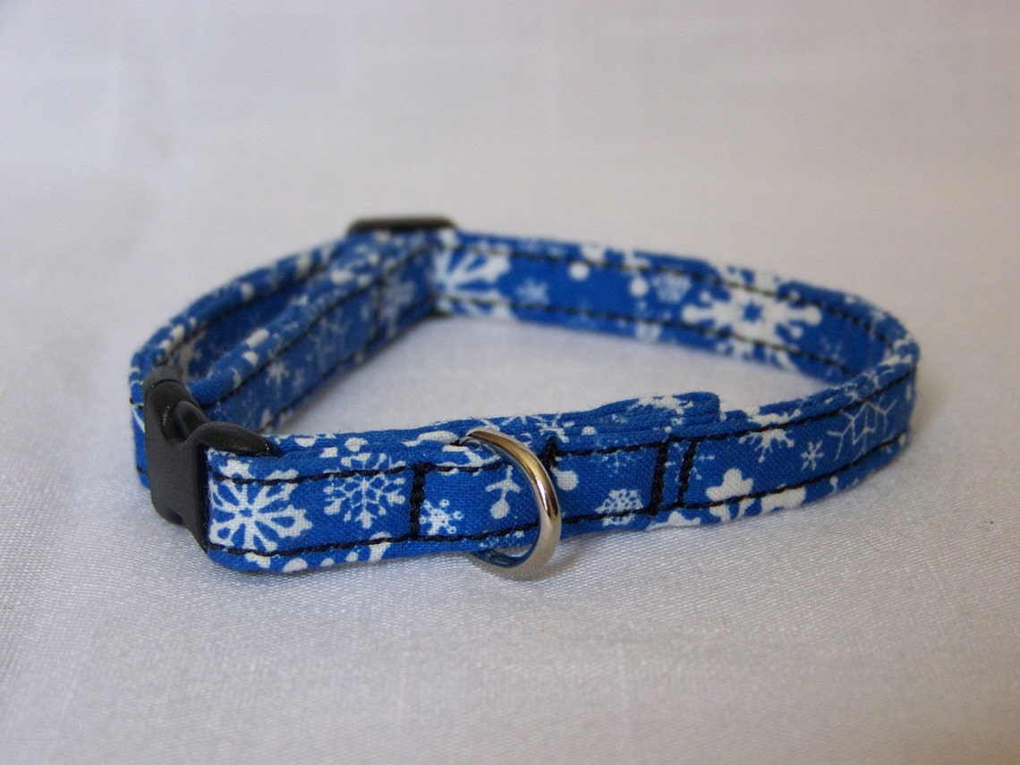 Blue Snowflakes Christmas/winter Dog/pet/cat Collar Custom Made ...