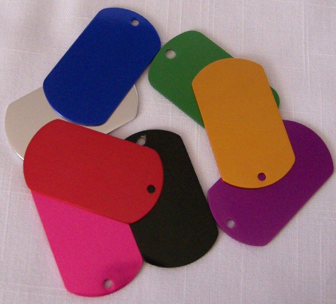 Dog Tag Military Style Engraved ID Multiple Colors Two Sided Engraving ...