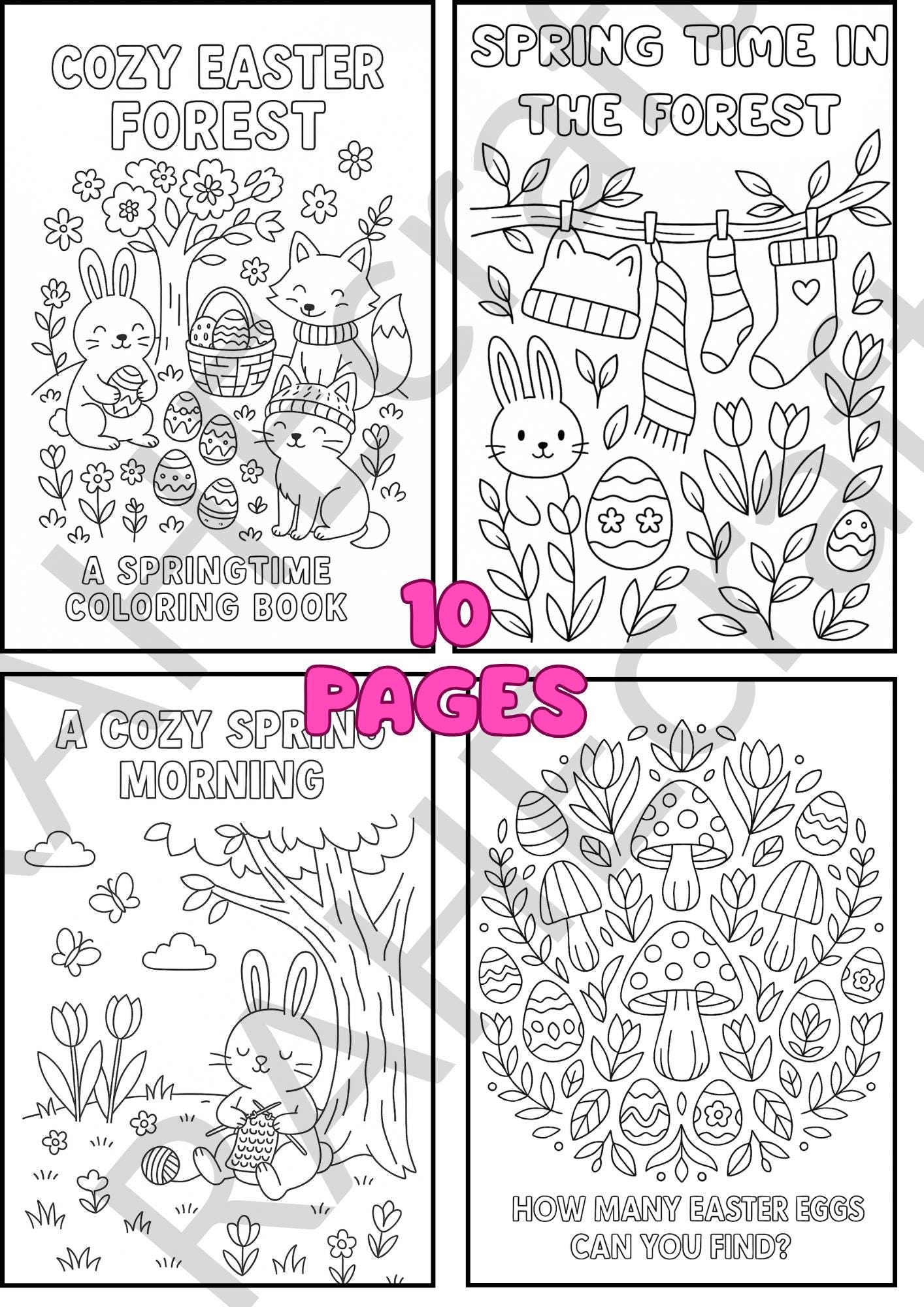 Easter Coloring Pages – 10 Cute Forest Printables for Kids, Spring ...