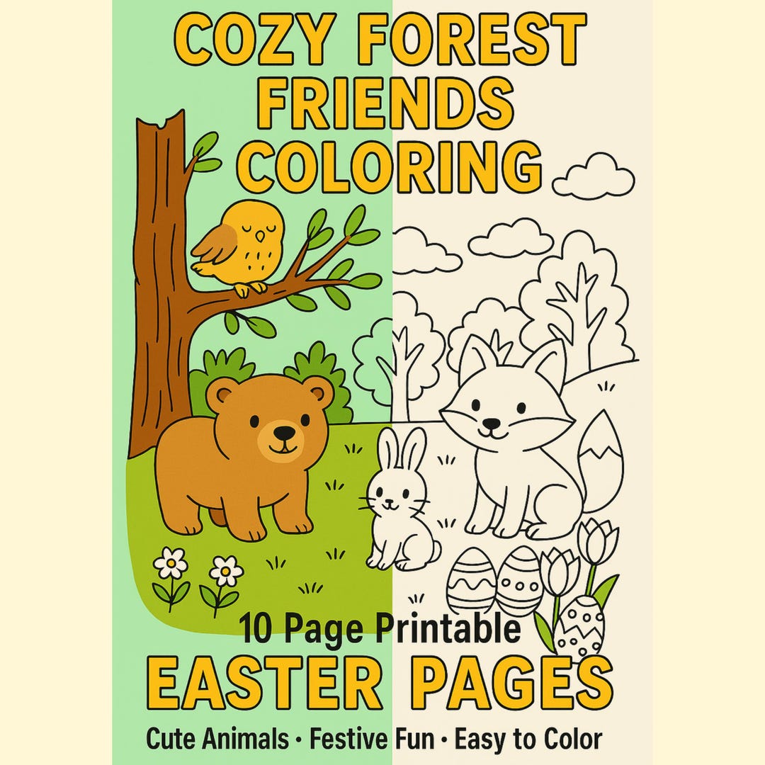 Easter Coloring Pages – 10 Cute Forest Printables for Kids, Spring ...