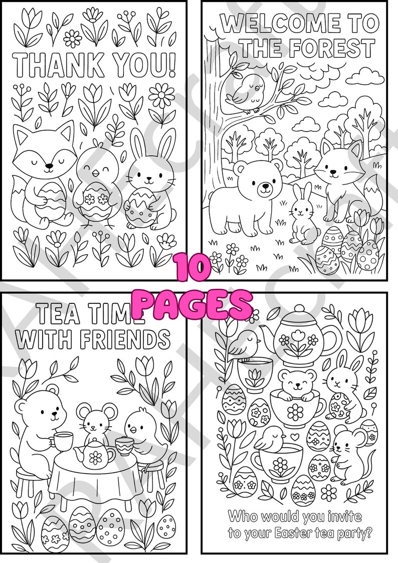 Easter Coloring Pages – 10 Cute Forest Printables for Kids, Spring ...