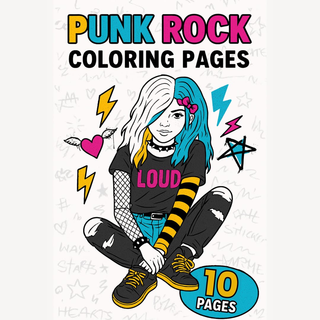 Coloring Pages for Teens – 10 Printable Punk Rock PDF Coloring Sheets ...