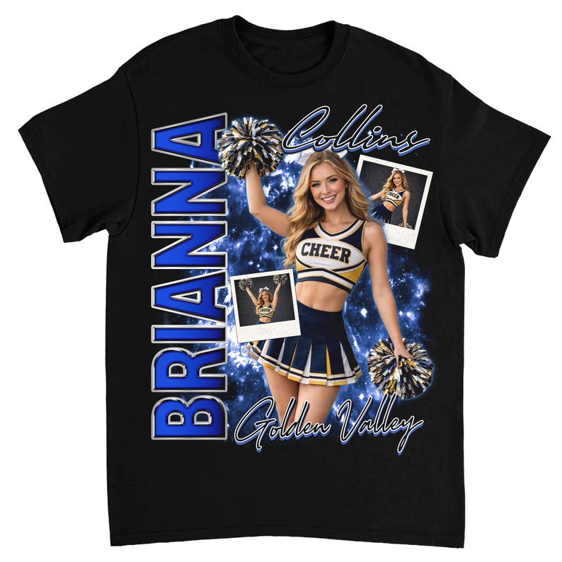 Custom Cheerleader Photo T-shirt, Personalized Cheer Team Spirit Shirt ...