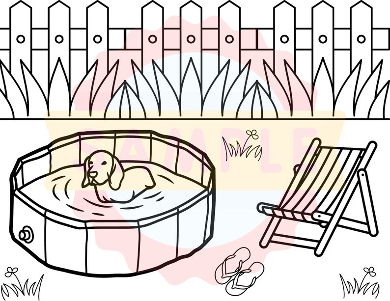 6 Summer Dauchshund Coloring Pages - Etsy