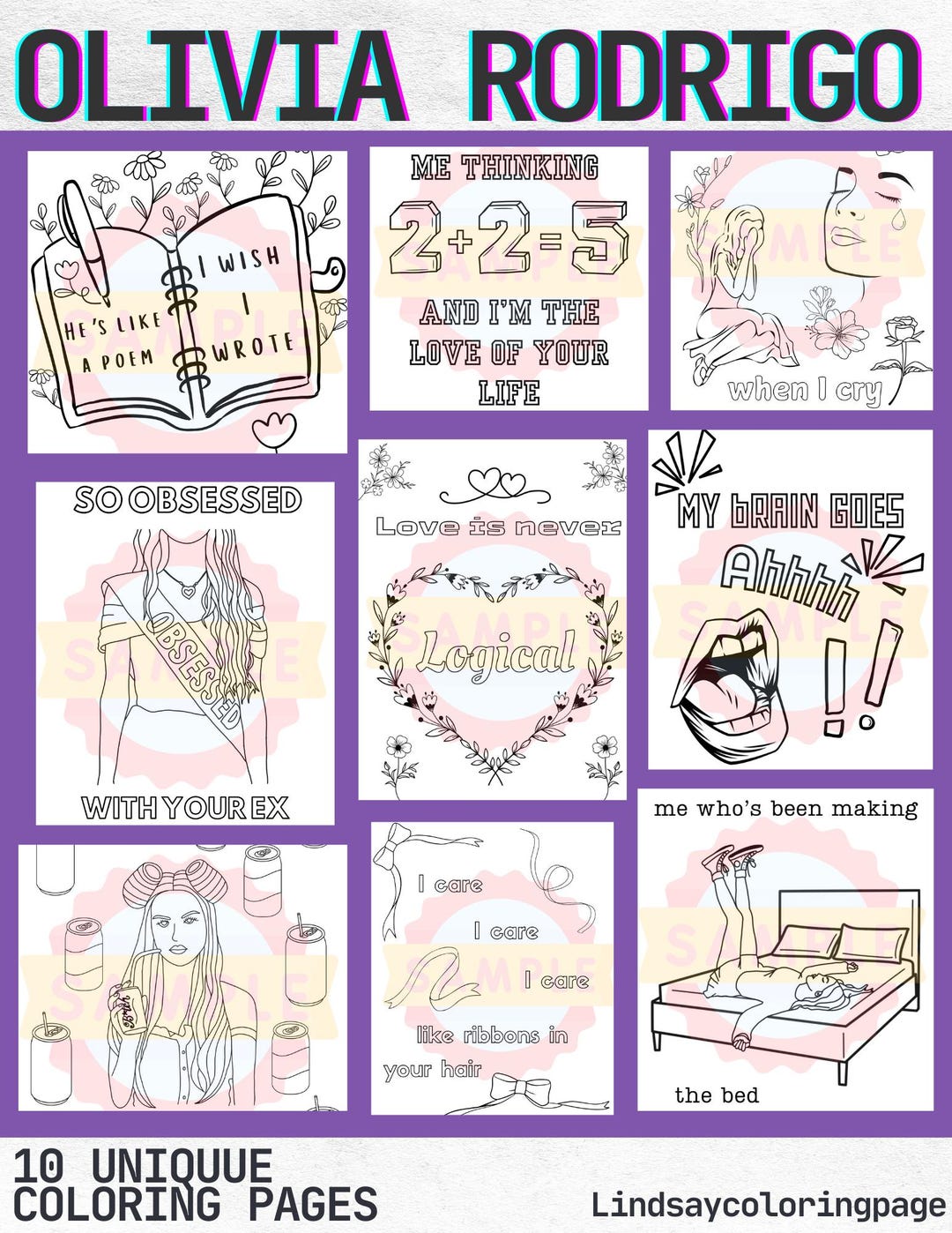 Olivia Rodrigo Coloring Pages - Etsy