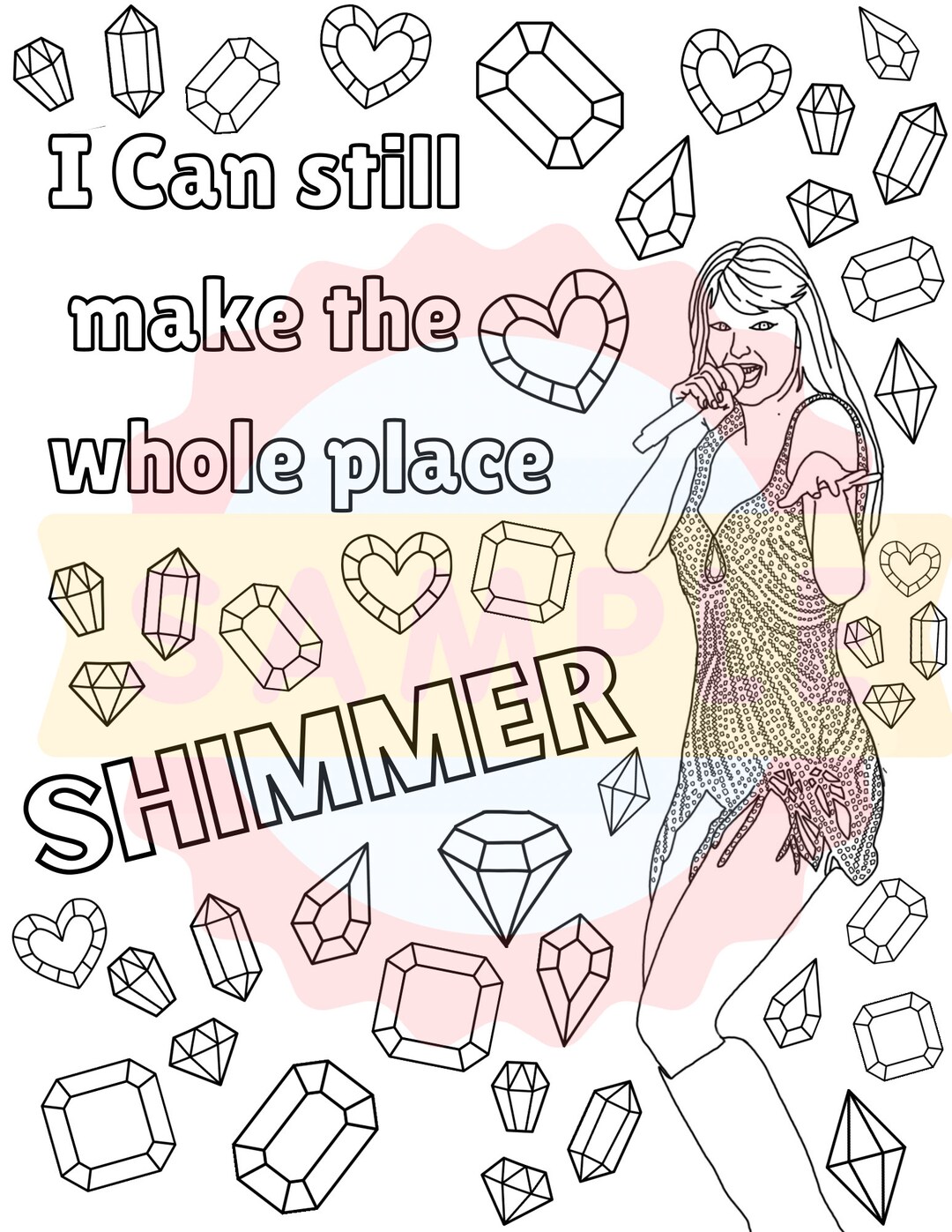 Bejeweled Taylor Swift Coloring Page - Etsy