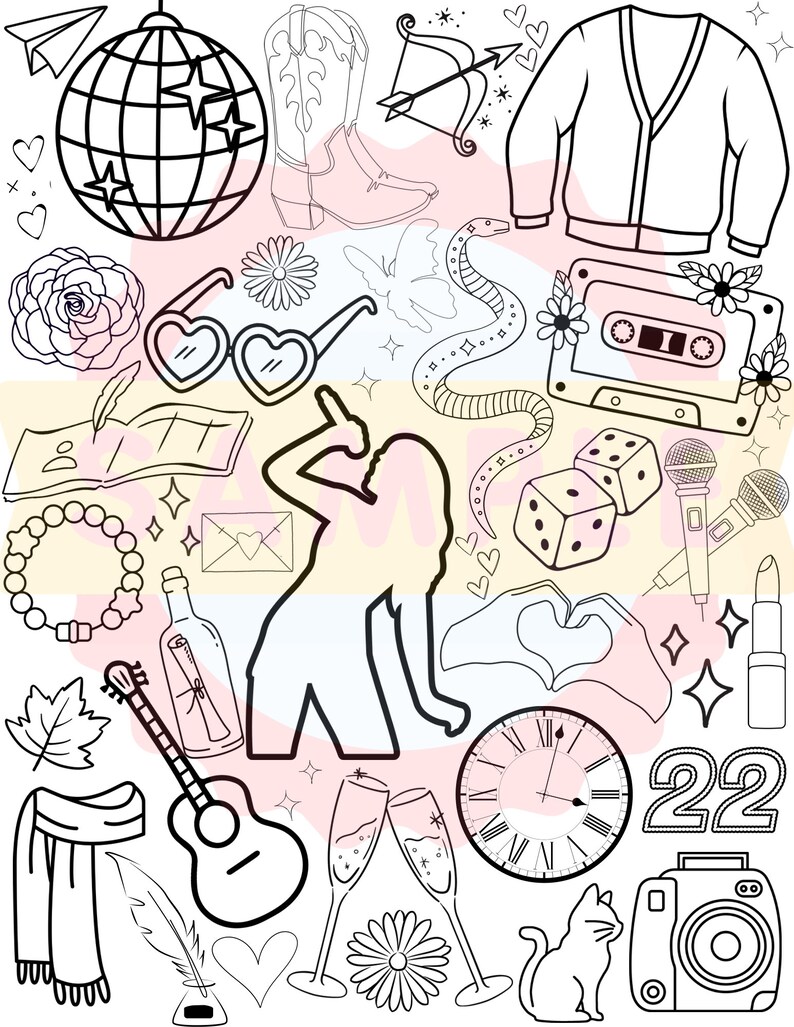 Taylor Swift Eras Tour Coloring Pages - Etsy Australia