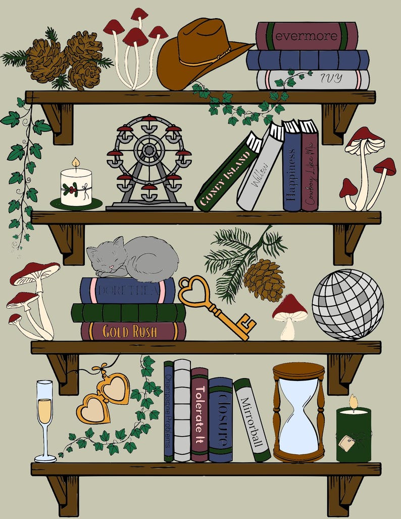 Evermore Bookcase Coloring Page-popstar Inspired Album Bookcase - Etsy