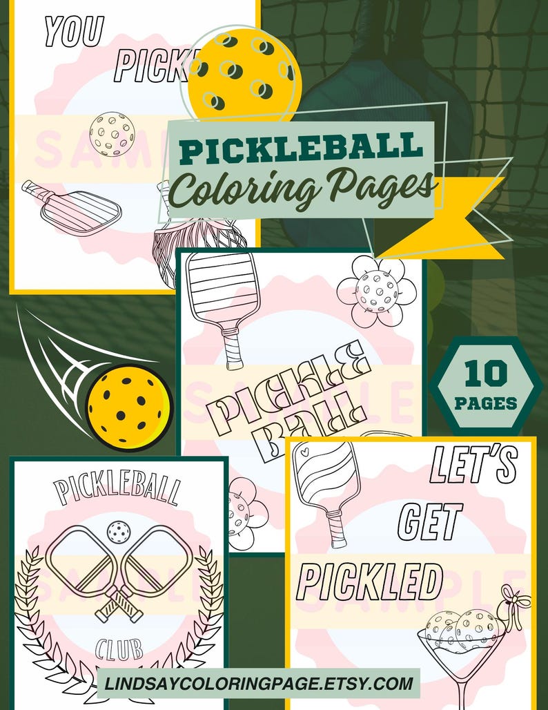 10 Pickleball Coloring Pages - Etsy