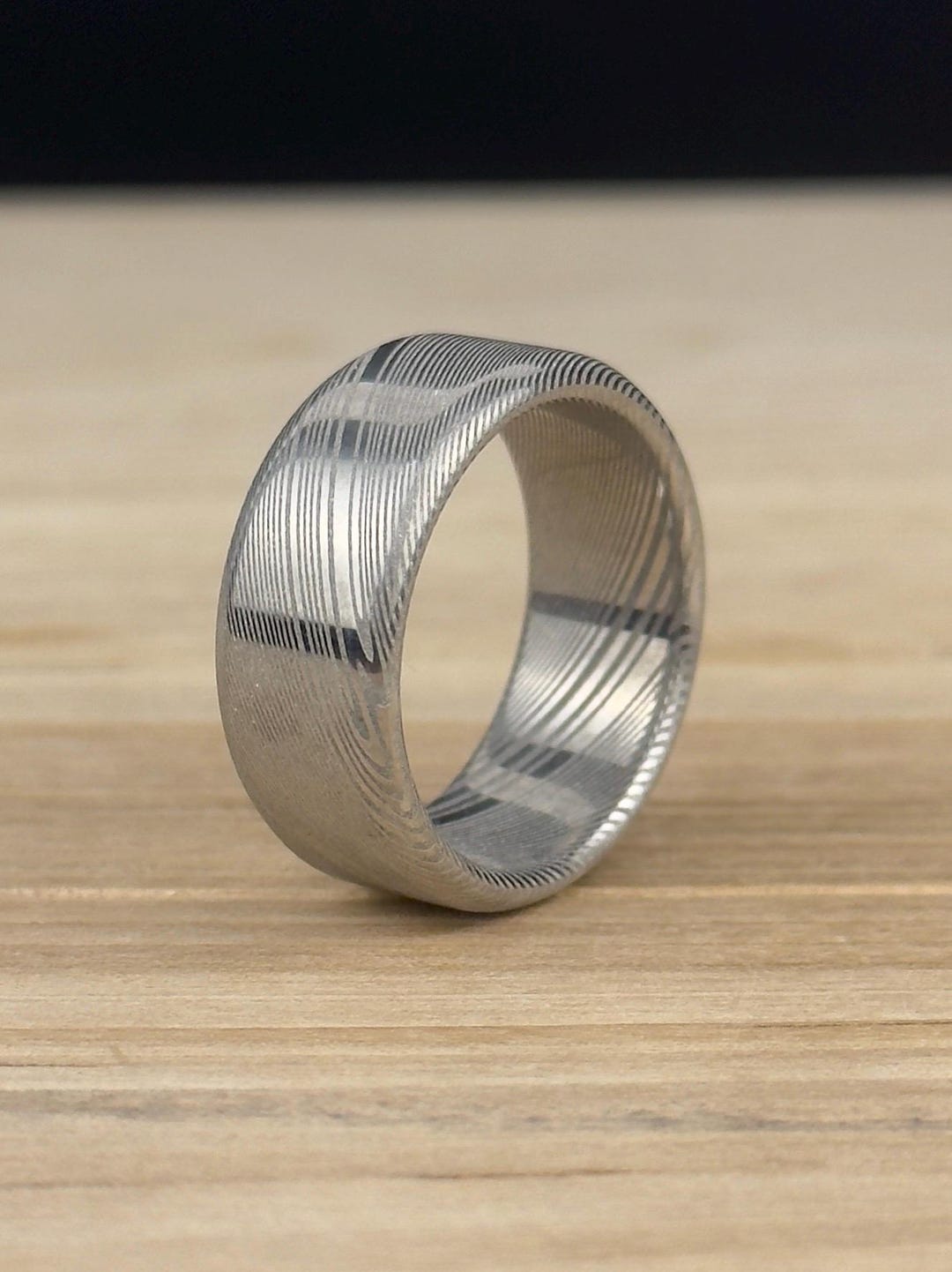 Handmade Damasteel Men's Ring – Dense Twist Damascus Wedding Band - Etsy