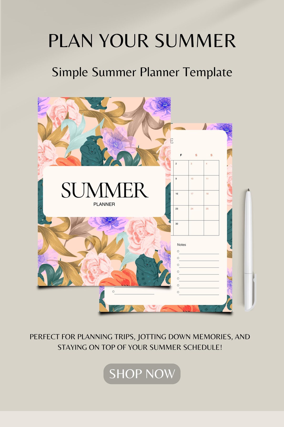 Summer Planner: June to September Sunshine Season Scheduler - Etsy