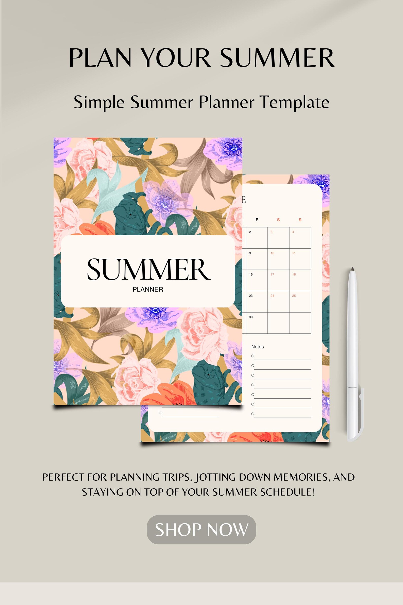 Summer Planner: June to September Sunshine Season Scheduler - Etsy