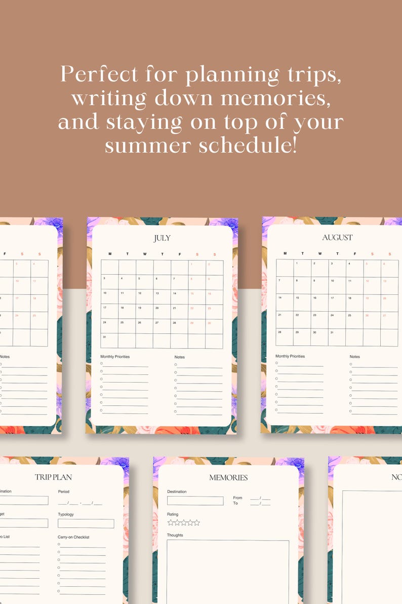 Summer Planner: June to September Sunshine Season Scheduler - Etsy