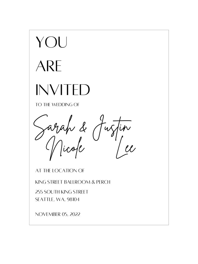 Invitation Template, Printable Wedding Party Simple Design - Etsy