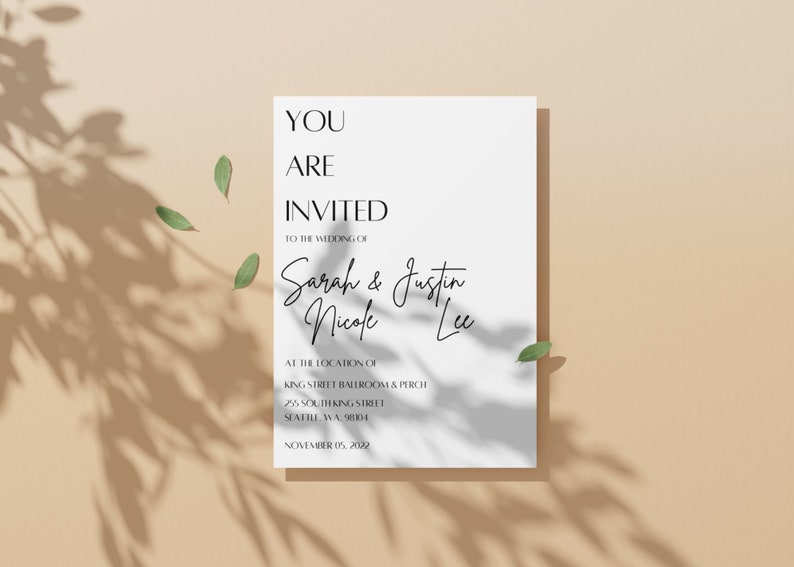 Invitation Template, Printable Wedding Party Simple Design - Etsy