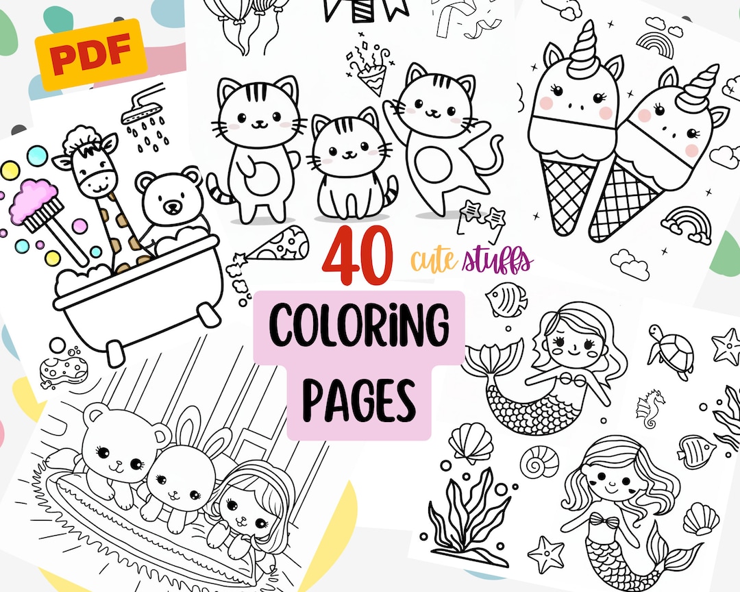 Cute Stuffs Coloring Pages for Kids, Easy Coloring Sheets, Children ...