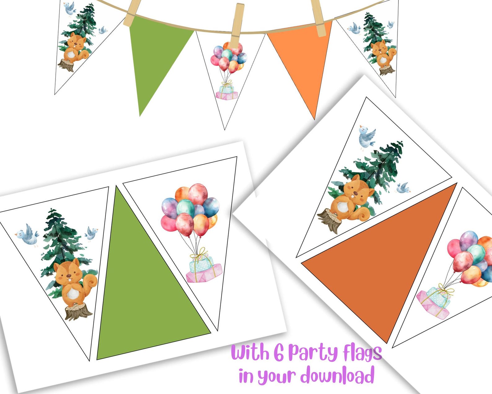 Woodland Animals Happy Birthday Banner: Autumn Party Decor (digital ...