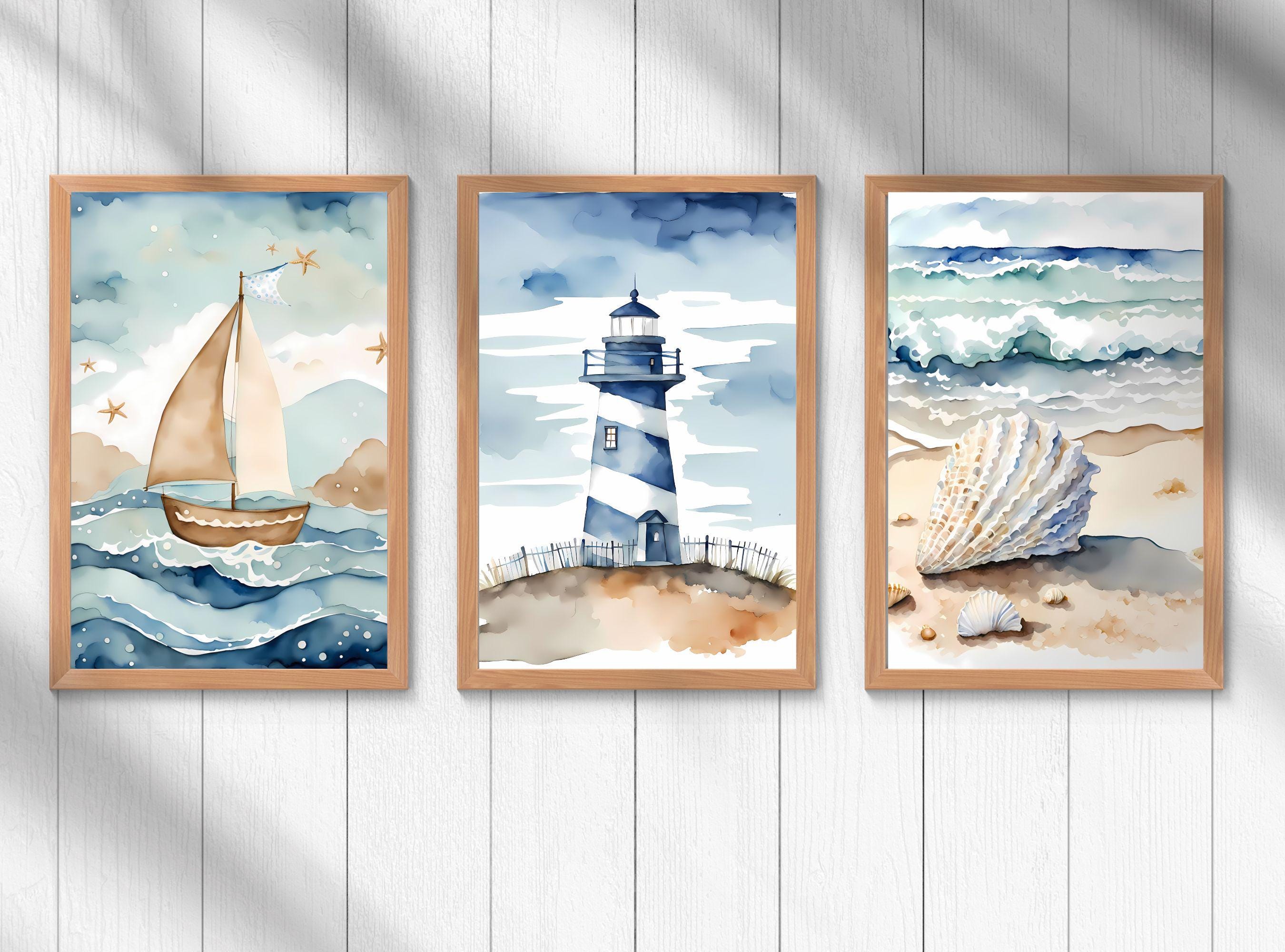 Ocean Nursery Wall Decor, Beach Theme Posters Set of 3, Maritime, Gift ...