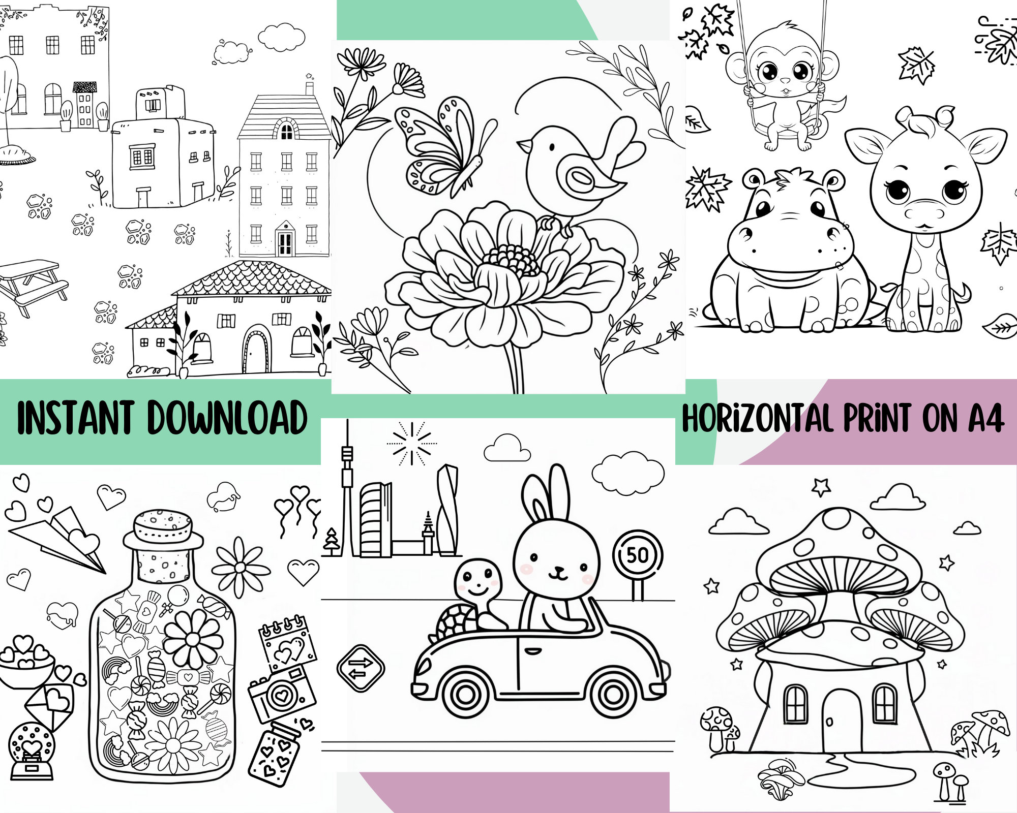 Cute Stuffs Coloring Pages for Kids, Easy Coloring Sheets, Children ...