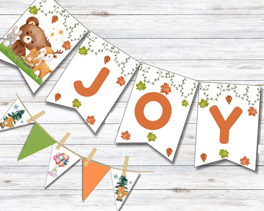 Joyeux Anniversaire Banner: Woodland Animals, Autumn Banner, French ...