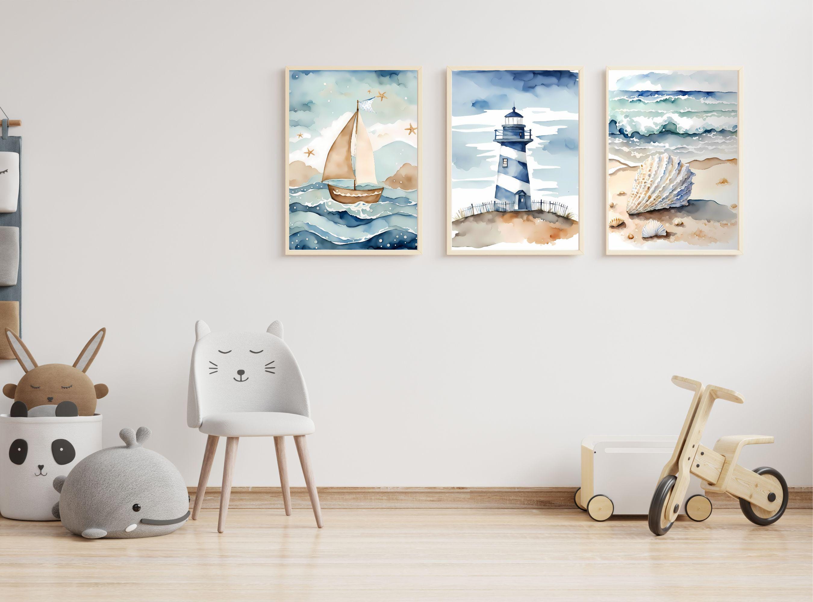 Ocean Nursery Wall Decor, Beach Theme Posters Set of 3, Maritime, Gift ...