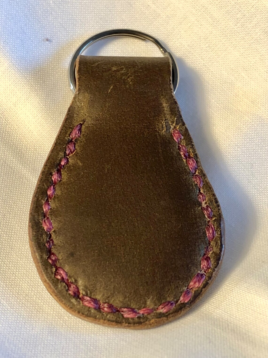 Brown Leather Keychain With Python Medallion - Etsy