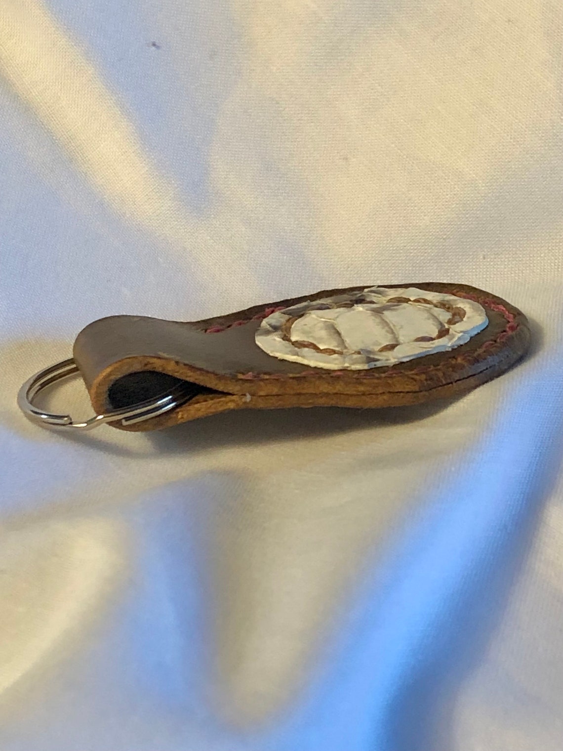 Brown Leather Keychain With Python Medallion - Etsy