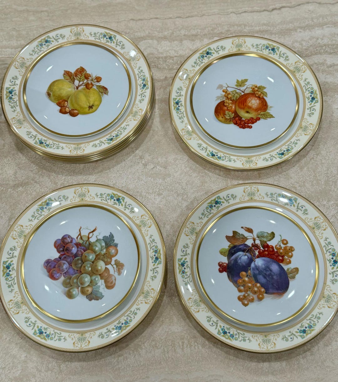 Vintage Bavaria Golden Crown E&R Harvest Salad Plates - Set of EIGHT ...