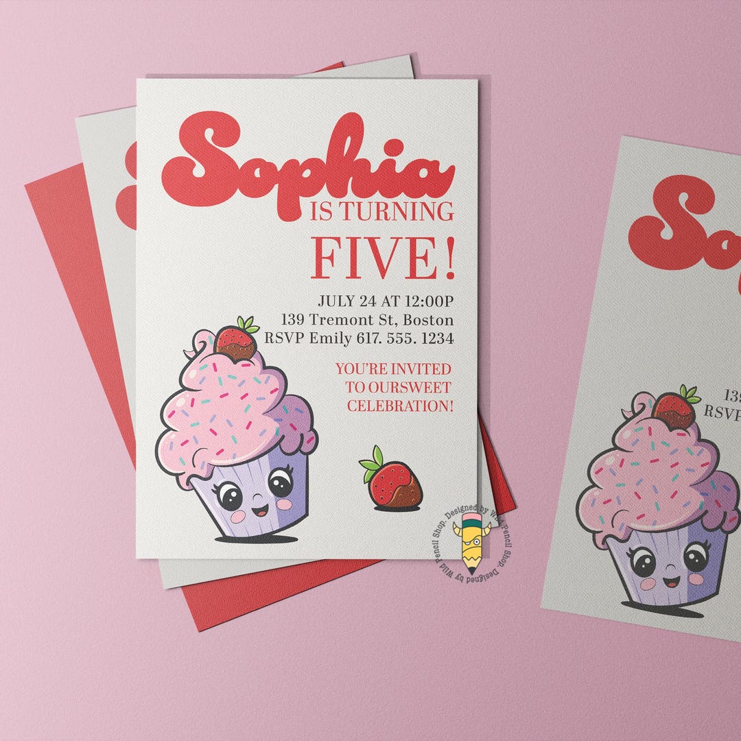 Cupcake Birthday Party Invitation | Sweet Celebration Invite | Cupcake ...