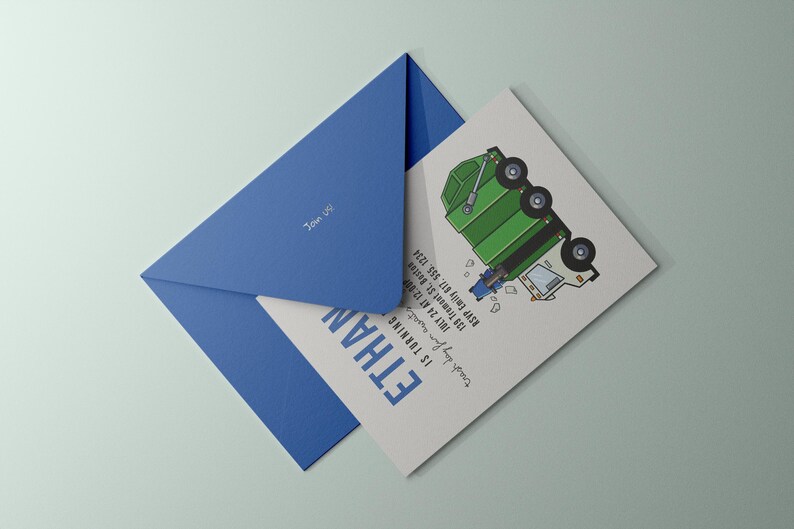 Recycle Truck Birthday Party Invitation | Garbage Trucks Invitation ...