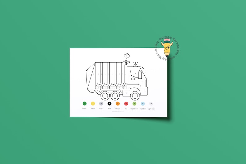 Garbage Truck Color by Numbers | Printable Kids Activity | Vehicle ...
