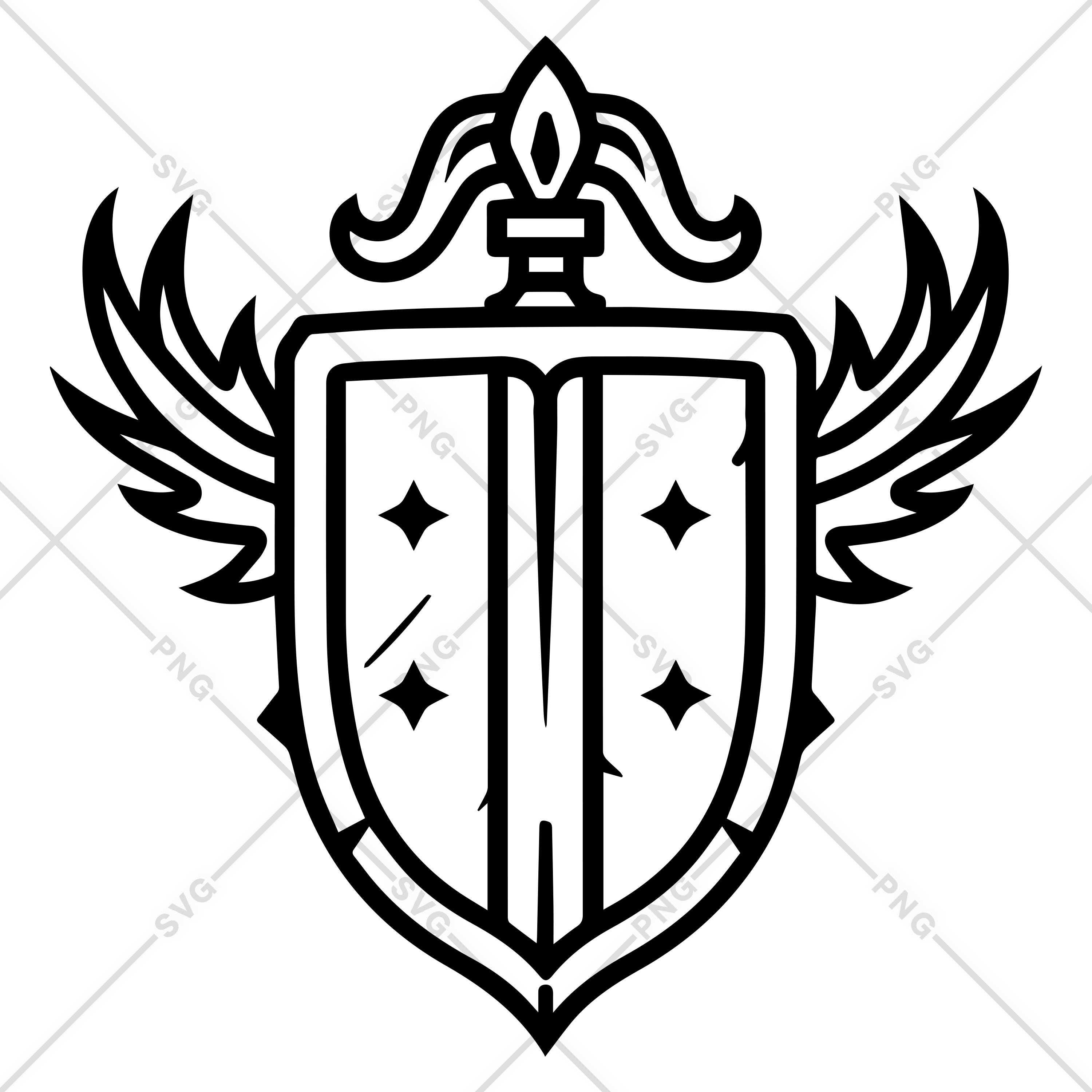 Paladin Sigil Line Art Illustration | Digital Download | Vector | 04 - Etsy