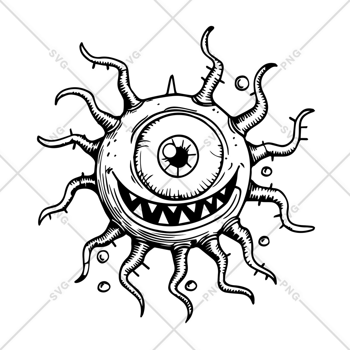 Cute Beholder Line Art Illustration | Digital Download | Vector - Etsy