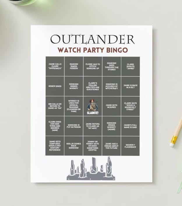Printable Outlander Bingo Game, 10 Printable Cards, Digital Download ...