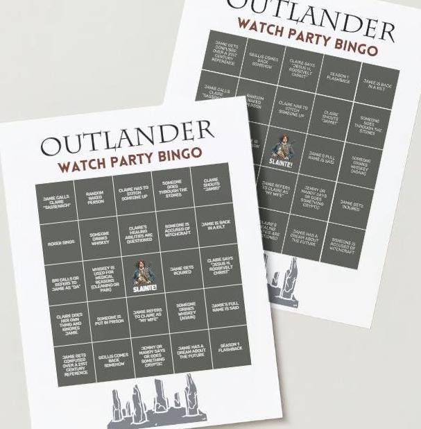 Printable Outlander Bingo Game, 10 Printable Cards, Digital Download ...