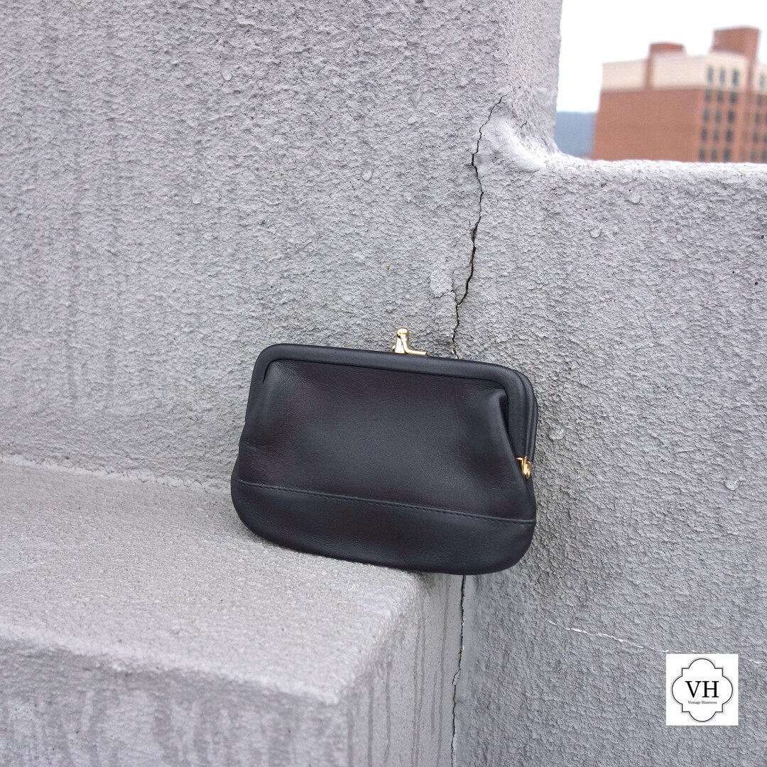 Vintage Coach Change Coin Purse Gold Double Kiss Lock, Double Change ...