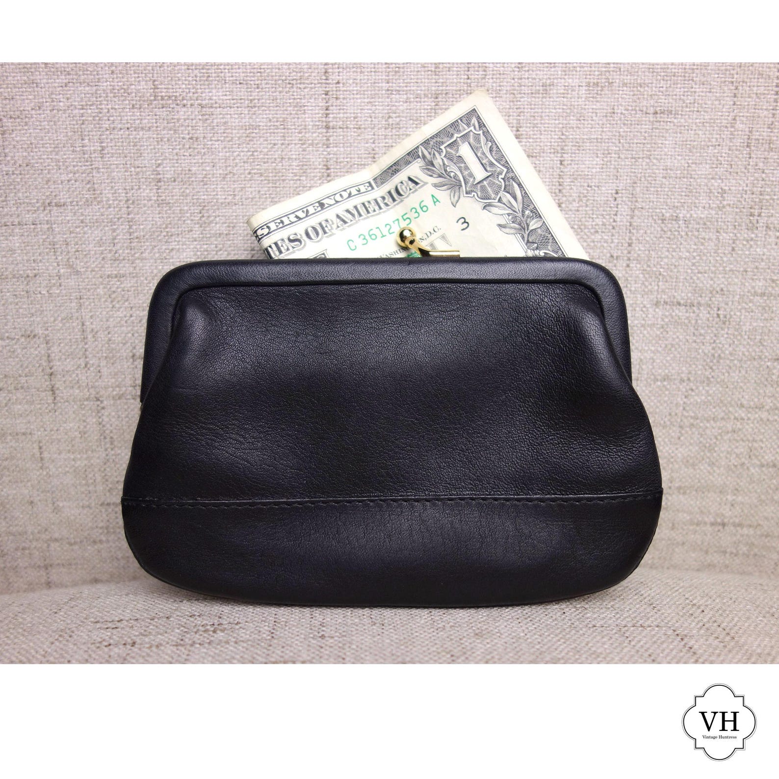 Vintage Coach Change Coin Purse Gold Double Kiss Lock, Double Change ...