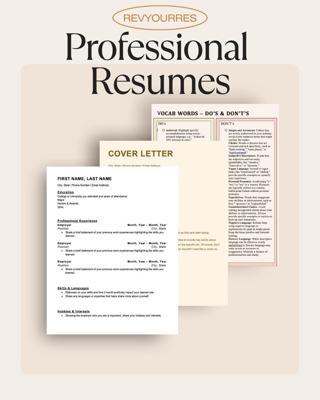 ATS Professional Resume Template Package - Etsy