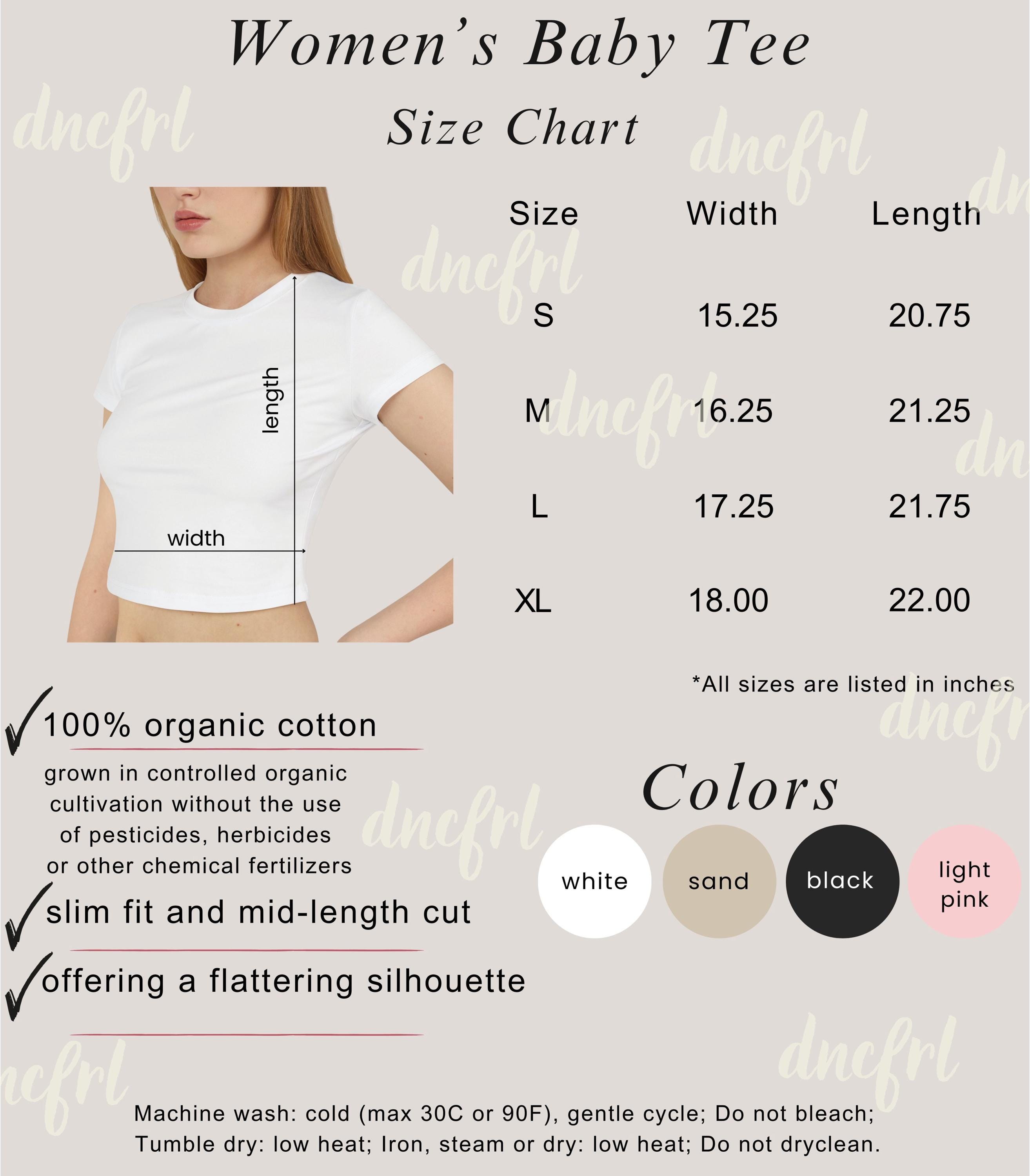 Womens Baby Tee Generic Brand Size Chart Color Chart Key Features Baby ...