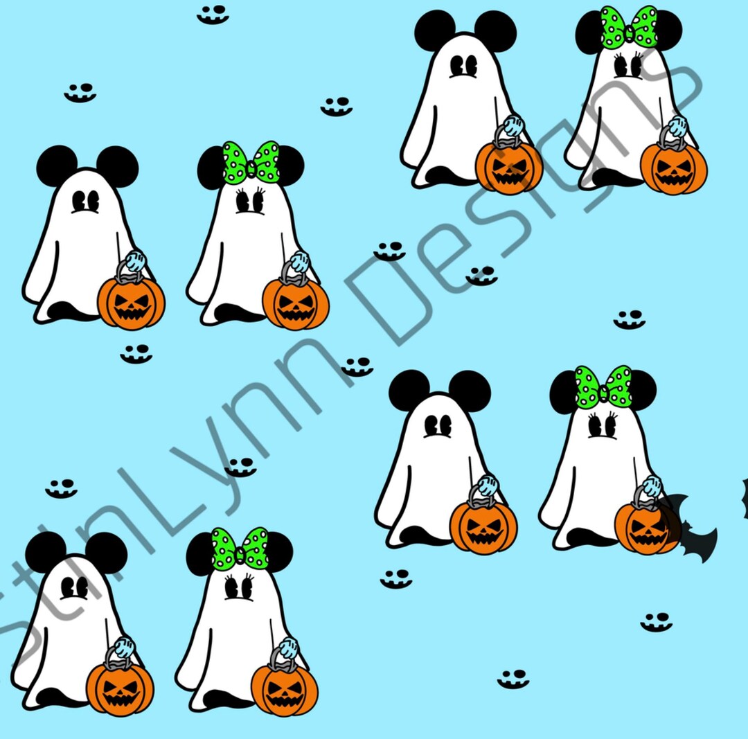 Mickey and Minnie Ghost Seamless Pattern File for Sublimation Custom ...