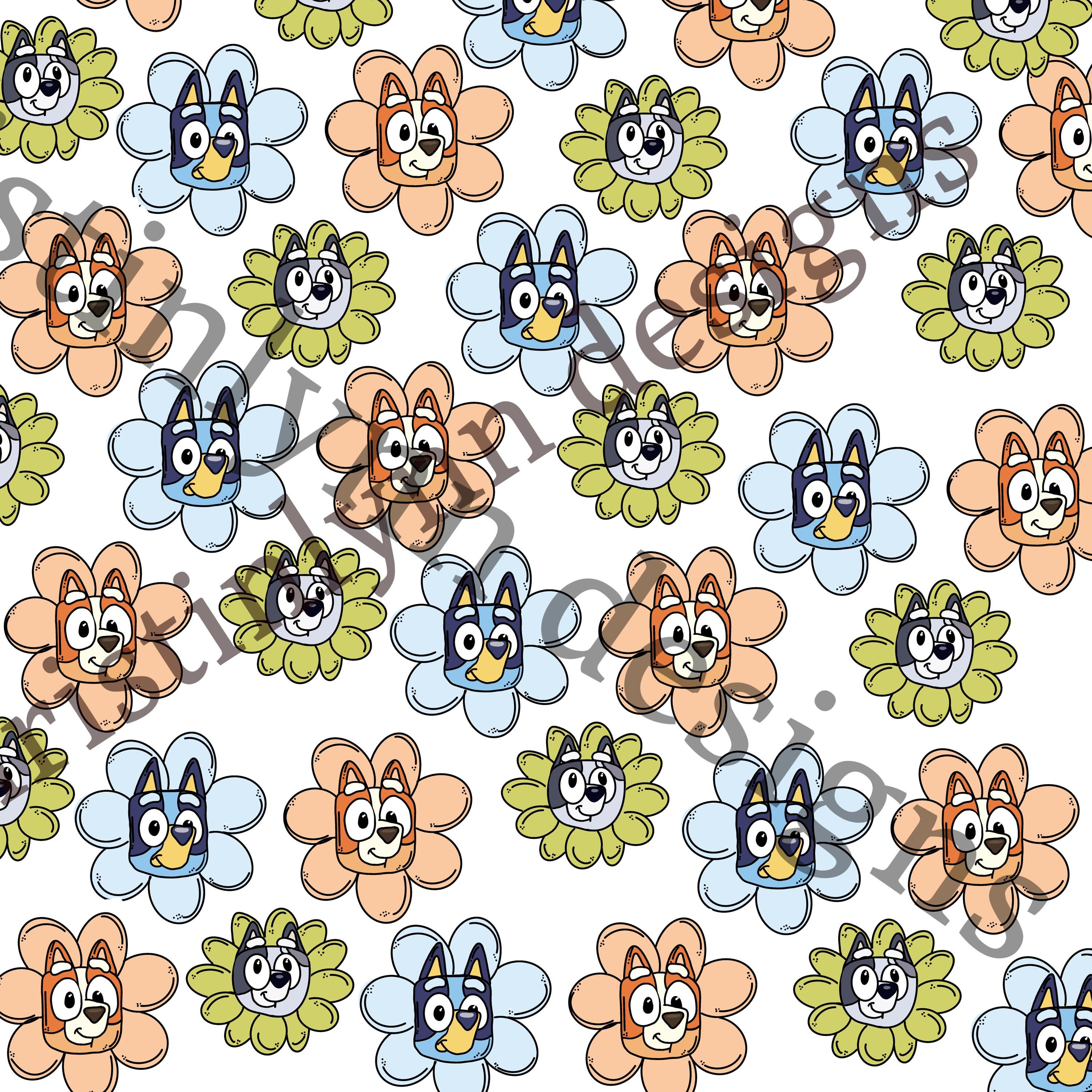 Bluey Flower Seamless Pattern Files for Sublimation Custom Fabric ...