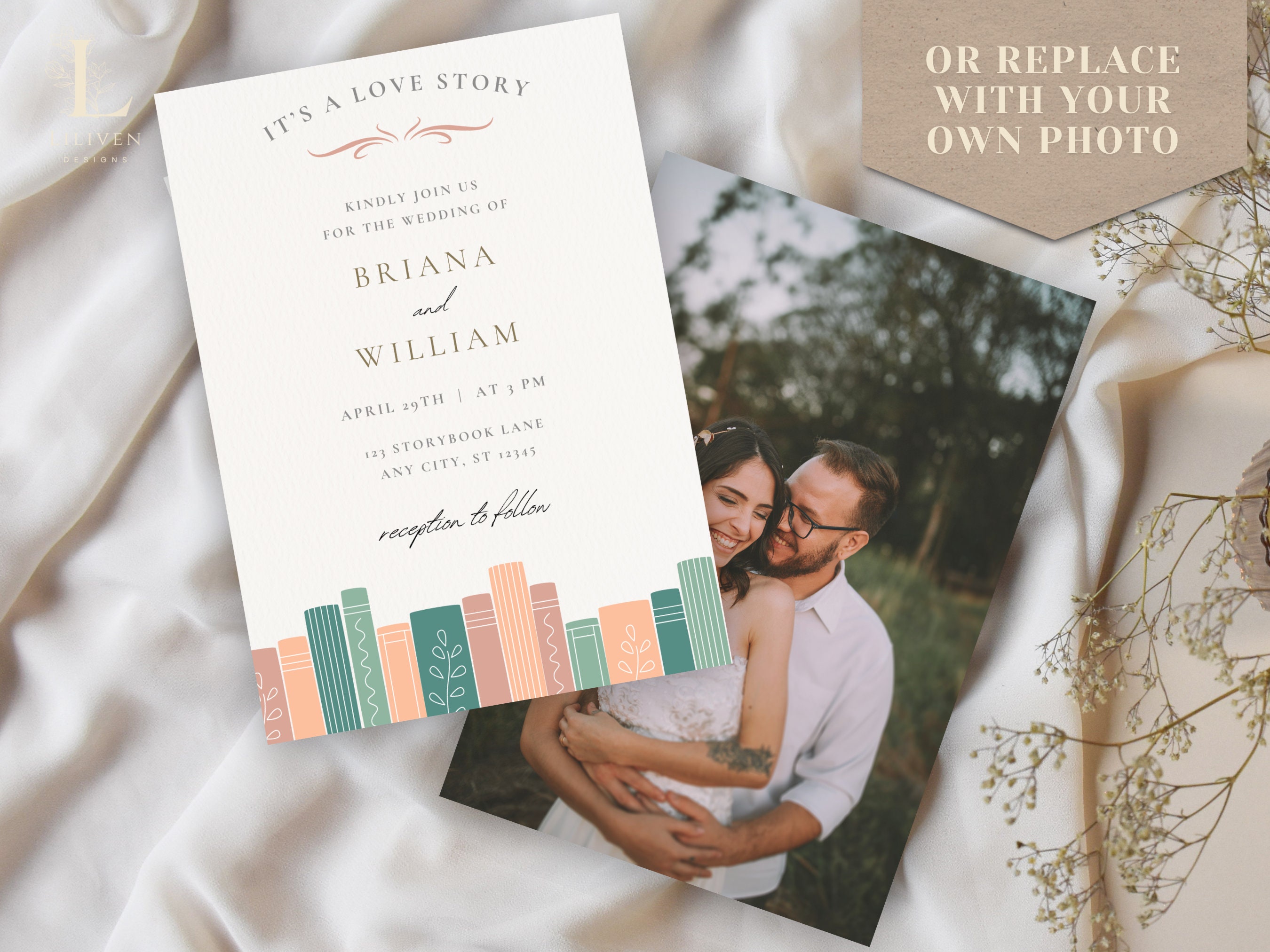 Literary Wedding Invitation | Book Theme Wedding Invites | Instant ...
