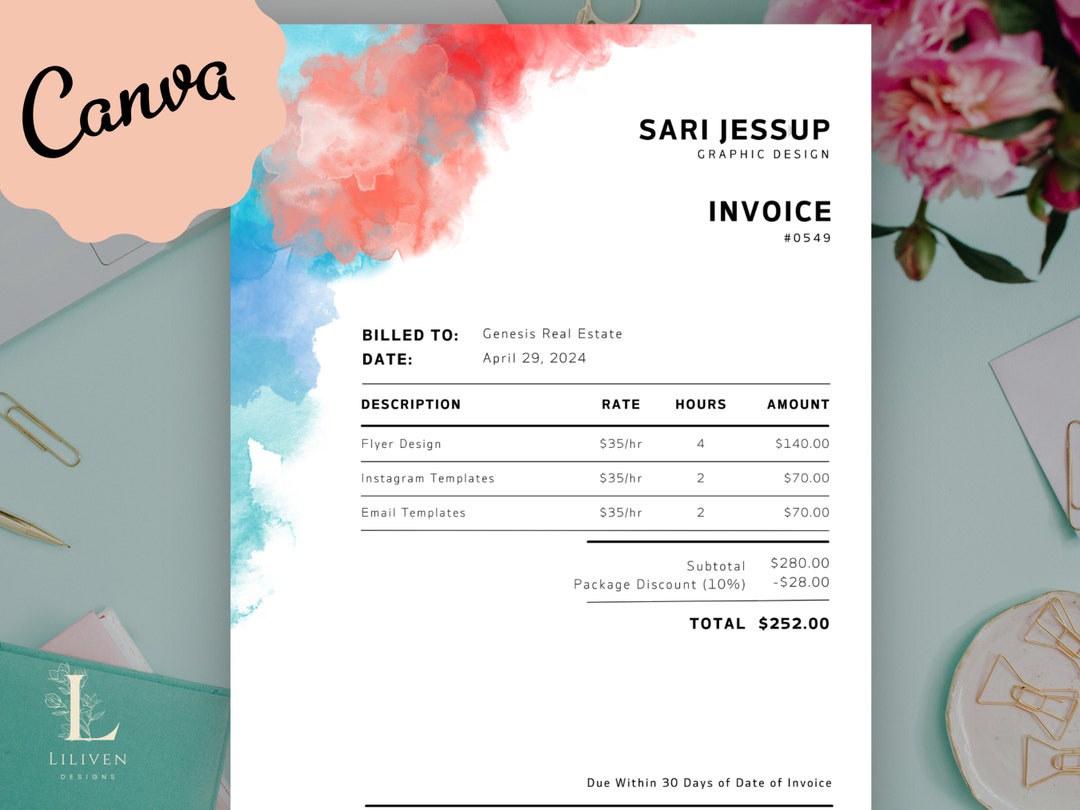 Graphic Designer Invoice Template | Canva Invoice | Billing Template ...