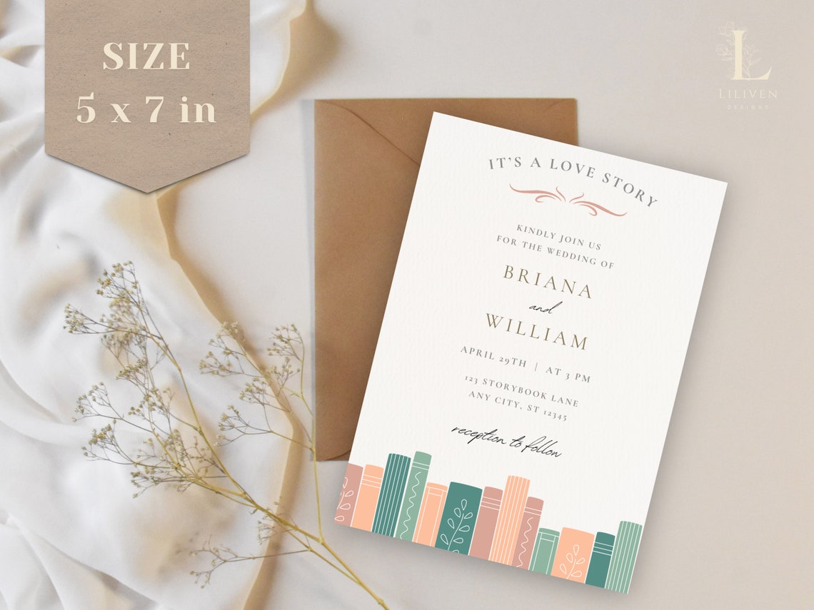 Literary Wedding Invitation | Book Theme Wedding Invites | Instant ...