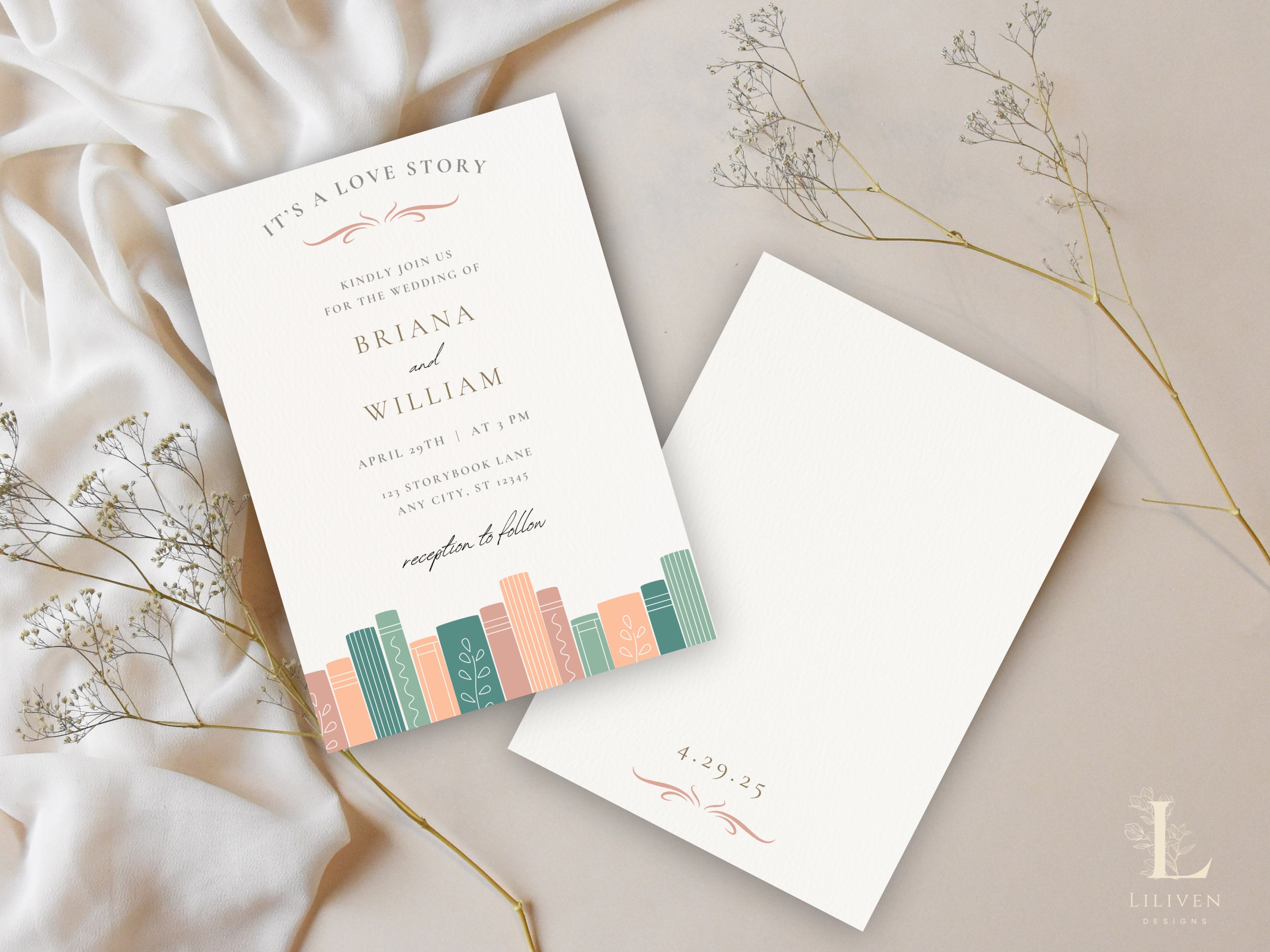 Literary Wedding Invitation | Book Theme Wedding Invites | Instant ...