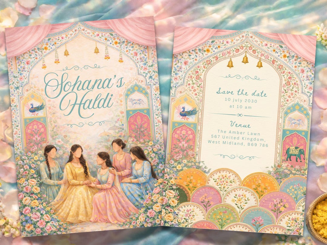Indian Wedding Invitations | Pastel Mehndi & Haldi Wedding Invitation ...